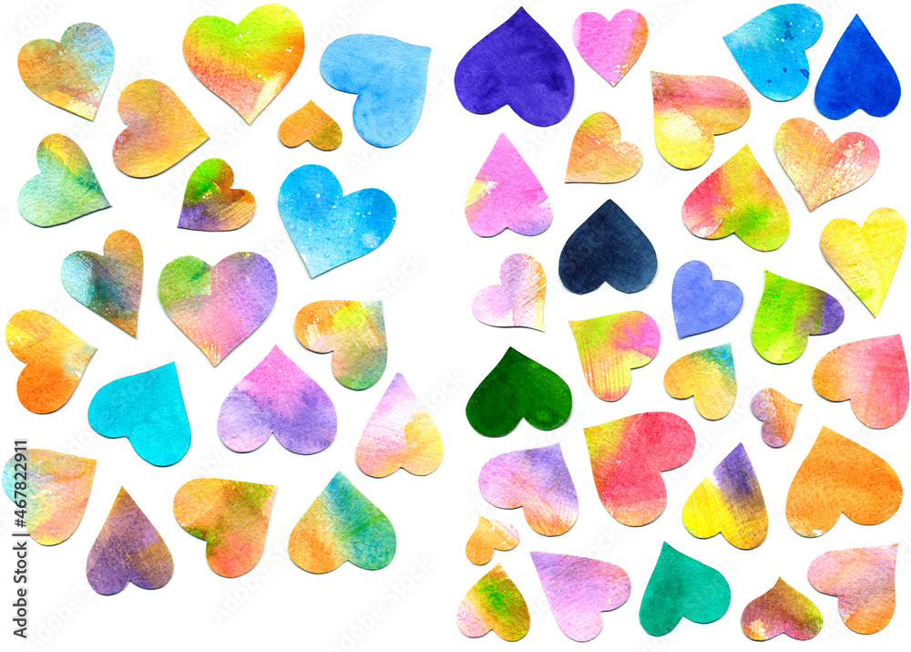 Watercolor rainbow isolated hearts set Stock Illustration | Adobe Stock