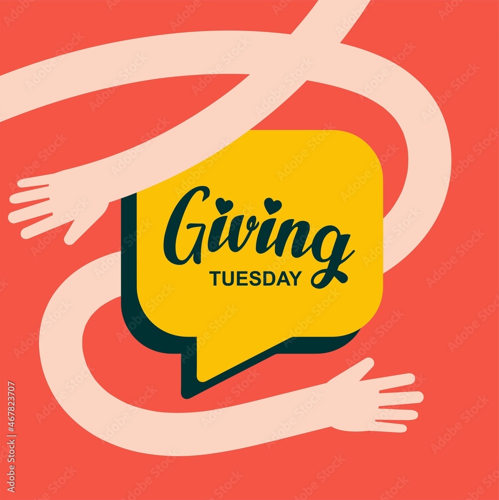 Happy Giving Tyesday. Trendy abstract art templates with hand, logo ...