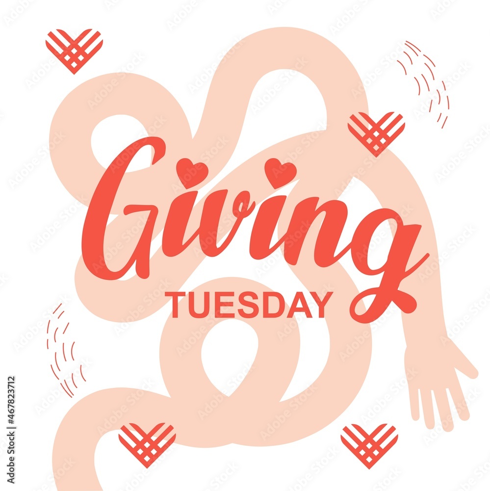 Happy Giving Tyesday. Trendy abstract art templates with hand, logo ...