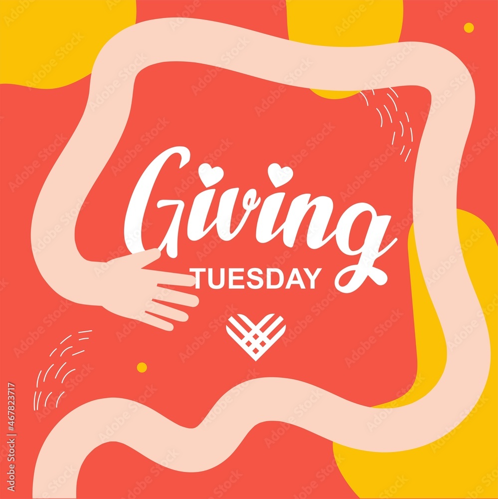 Happy Giving Tyesday. Trendy abstract art templates with hand, logo ...