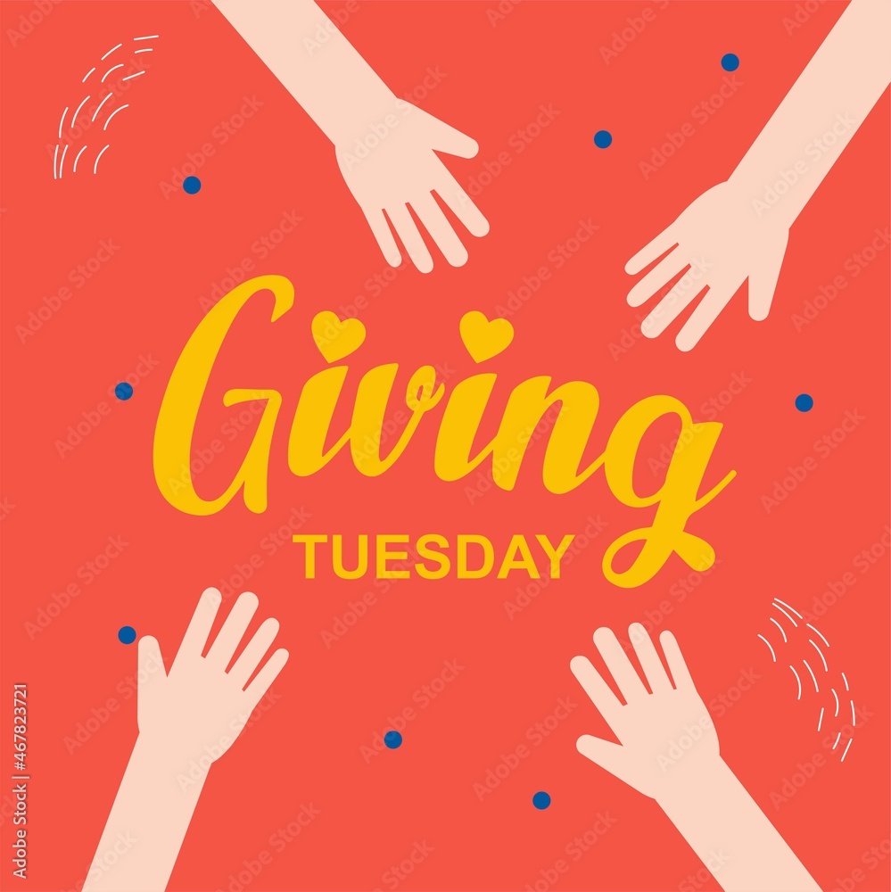Happy Giving Tyesday. Trendy abstract art templates with hand, logo ...