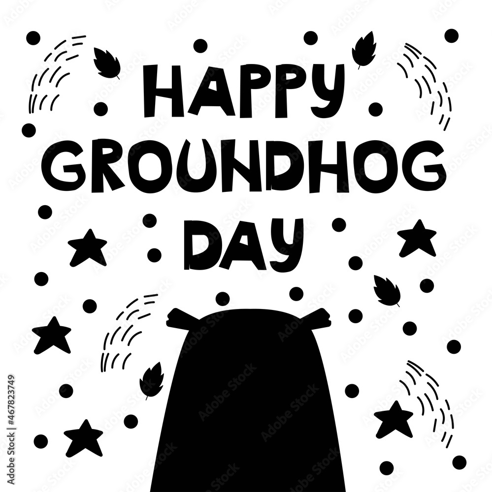 Happy Groundhog Day. Trendy abstract art templates with groundhog, snow ...
