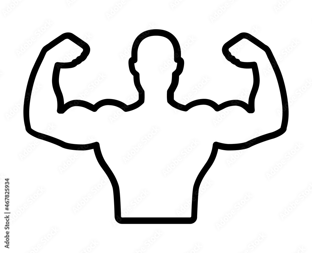 Male athlete or bodybuilder flexing a body of muscles line art vector ...