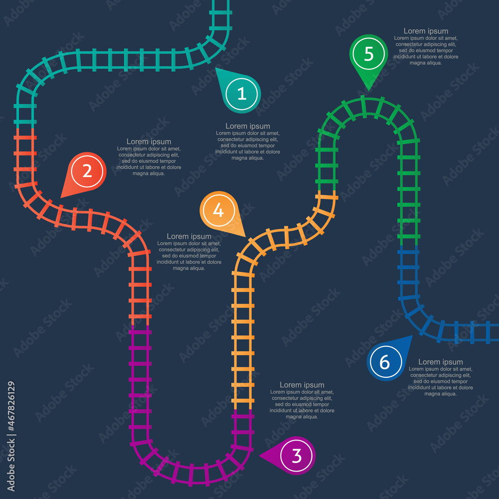 Railroad tracks, stations map. Railway route, tracking subway stations ...