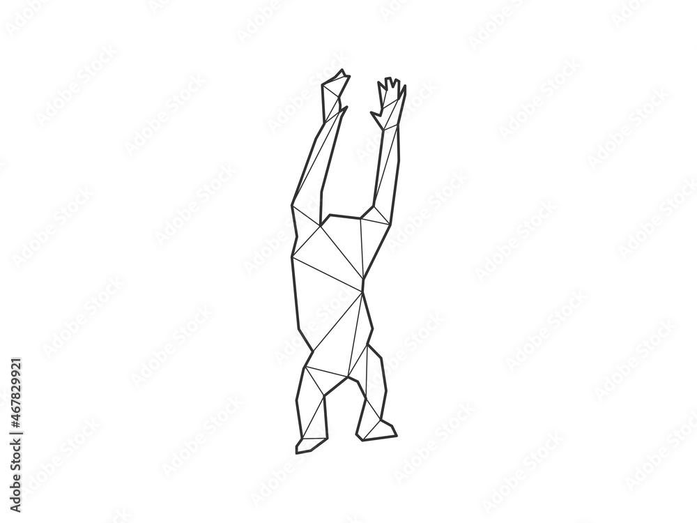 Mosaic triangles of Monkey isolated on a white background. Abstract ...