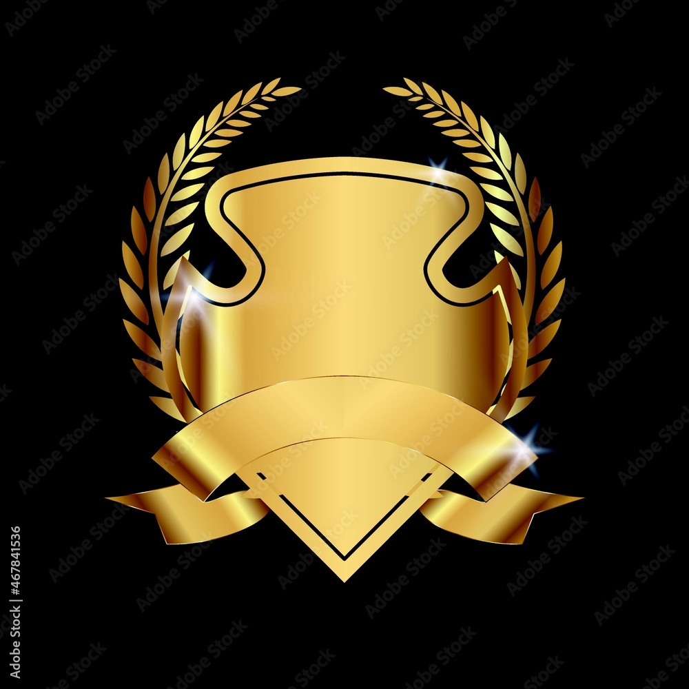 premium gold badge logo design vector template isolated on black ...