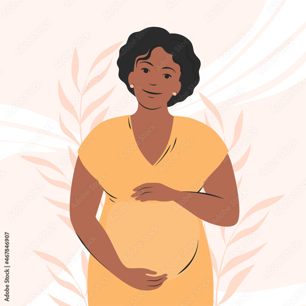 Pregnant Black Woman Future Mom Of African Appearance Standing In
