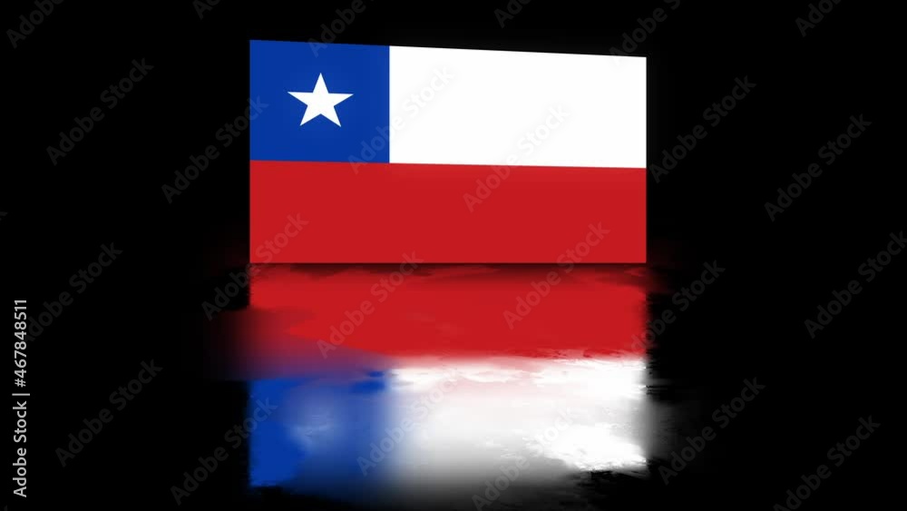Chile Flag revealed with realistic reflection on stylish black ...