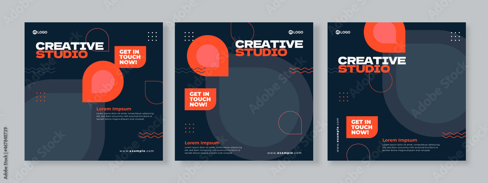 studio banner social media pack template premium Stock Vector | Adobe Stock