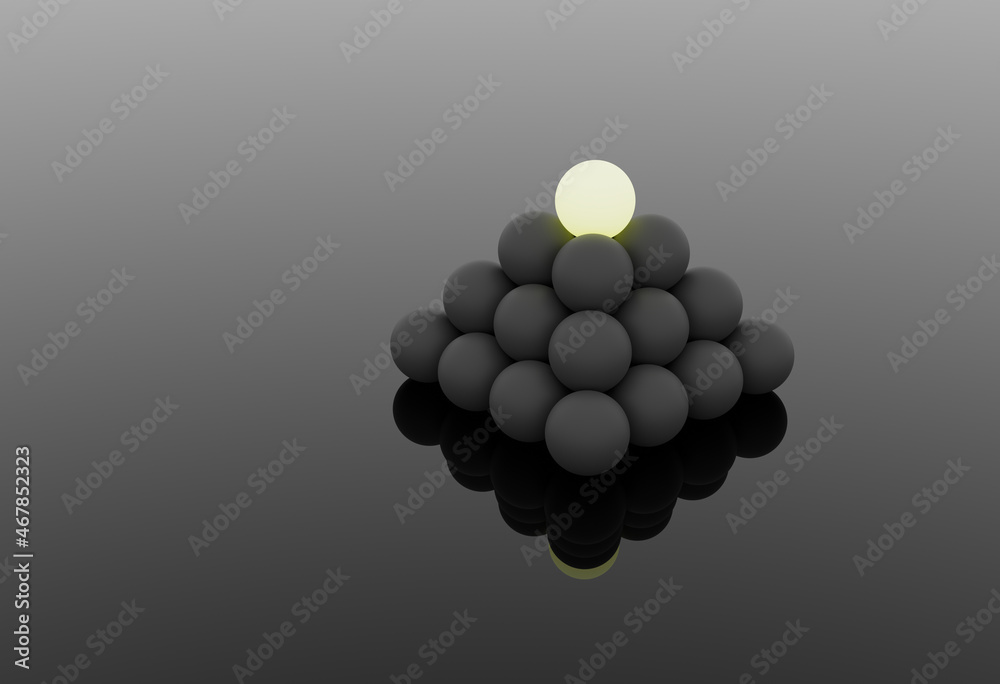 Illuminated sphere on a pyramid of spheres Stock Illustration | Adobe Stock