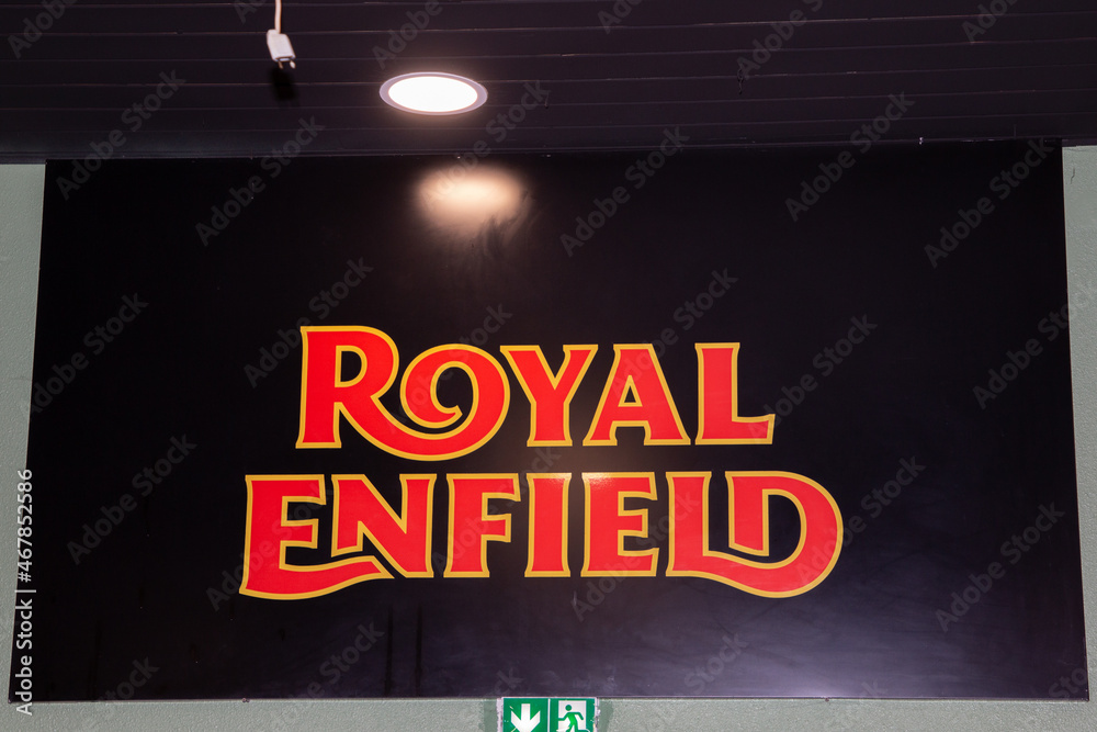 Royal Enfield motorcycle logo brand and text sign of indian motorcycle ...