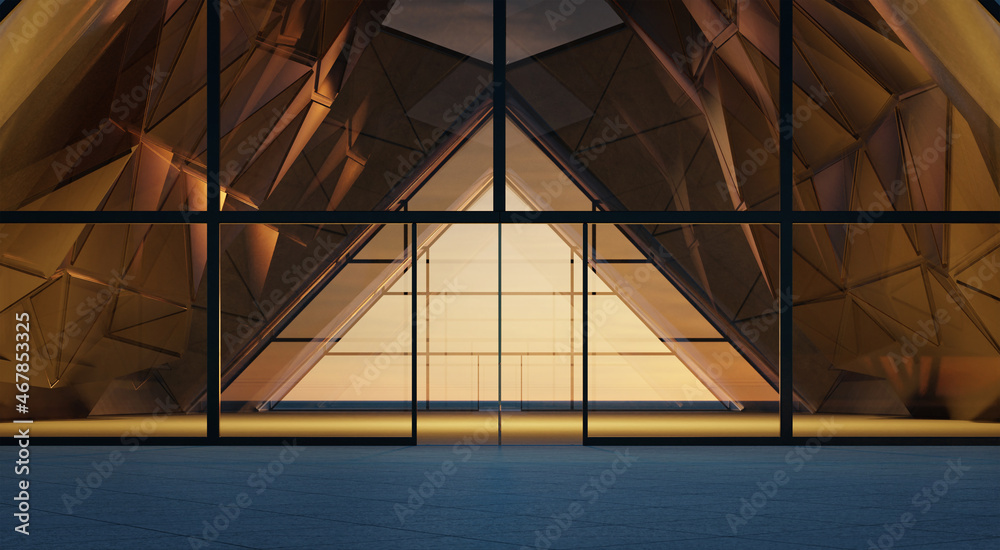 Contemporary triangle shape design building exterior Stock Illustration ...
