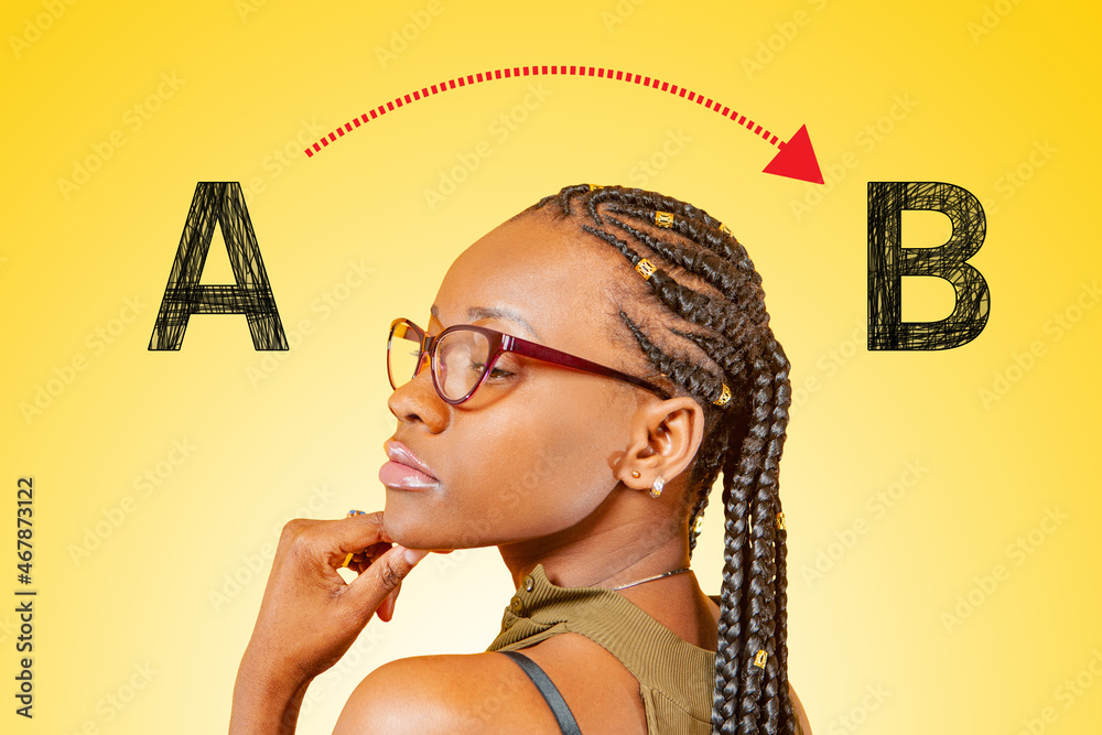 Woman thought about solving problem. Concept - she found solution to ...