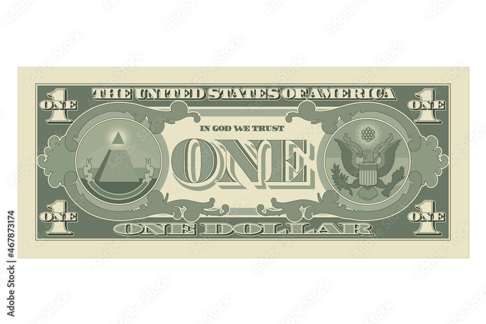 One dollar bill, 1 US dollar banknote, from back side, reverse ... One dollar bill, 1 US dollar banknote, from back side, reverse ...