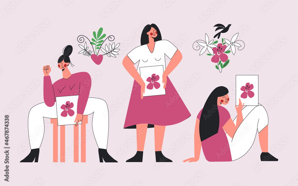 Woman with floral feminine gynecology. Womb wisdom - gynecology and ...
