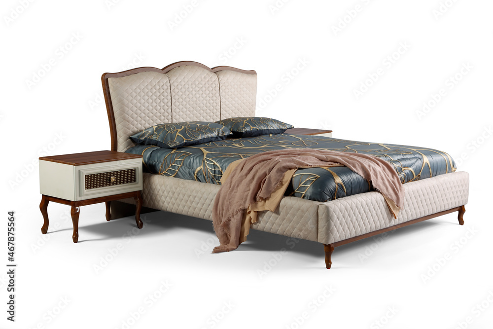 Modern bed isolated on white background Stock Photo | Adobe Stock