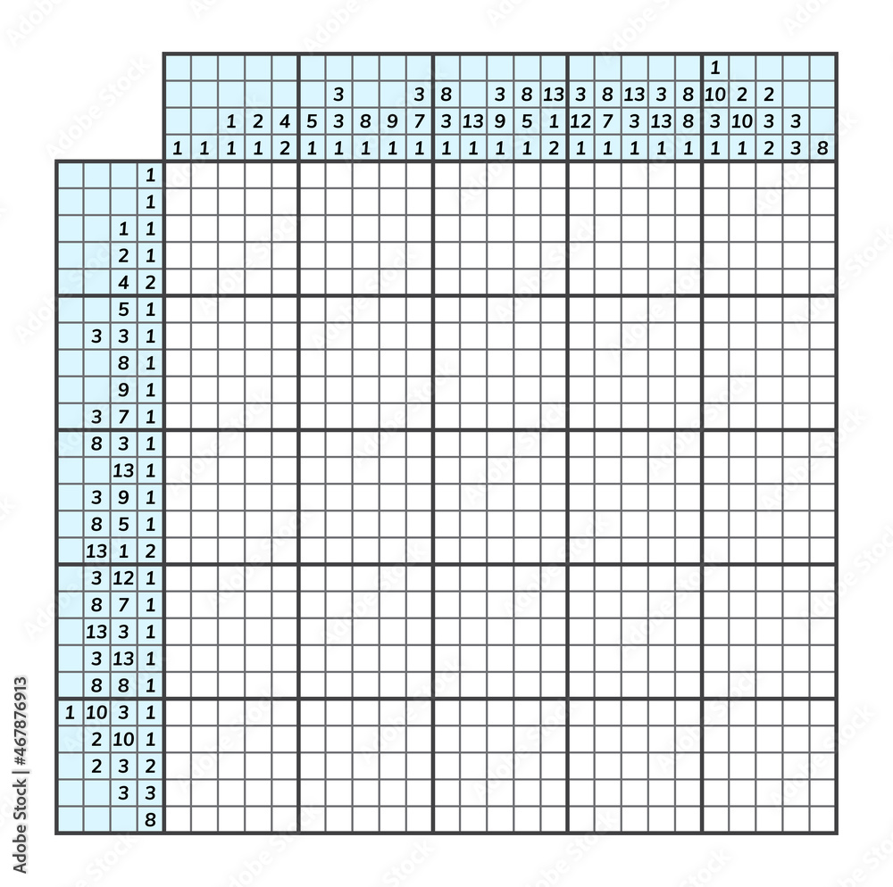 Japanese crossword puzzle. Kids and adult mathematical mosaic. Nonogram ...