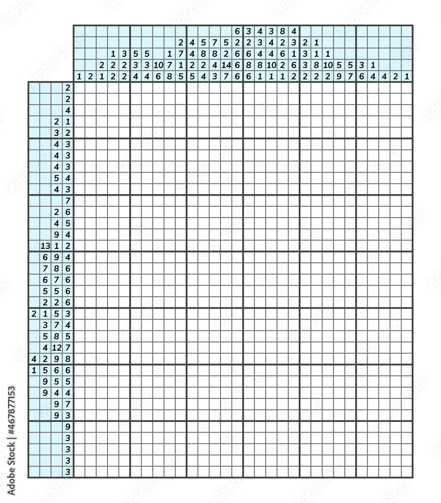 Japanese crossword puzzle. Kids and adult mathematical mosaic. Nonogram ...