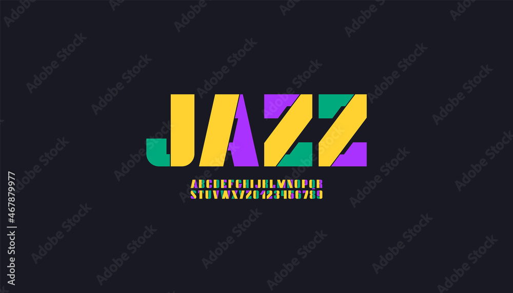 Abstract urban bold font, modern alphabet, stencil multi colored ...