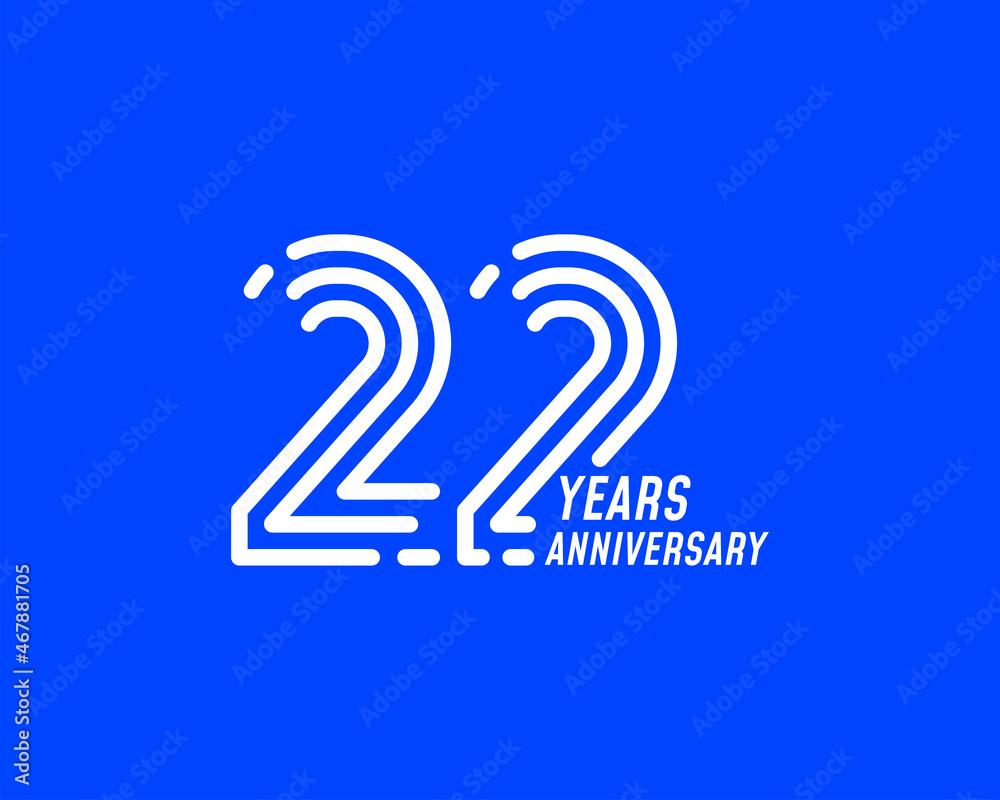 22 years anniversary logo with simple line design for celebration Stock ...