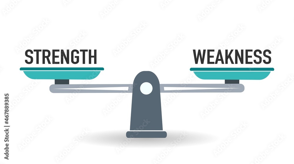 Scales measuring strength versus weakness, equal concept Stock ...