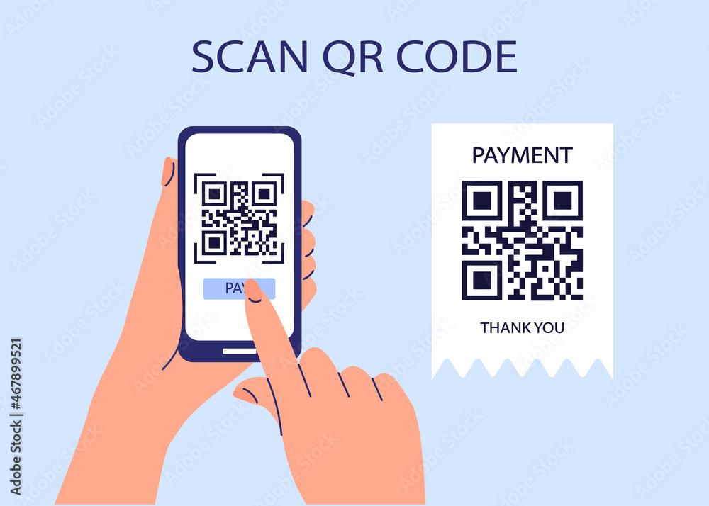 QR code scanning camera hand holding smartphone concept for payment or ...