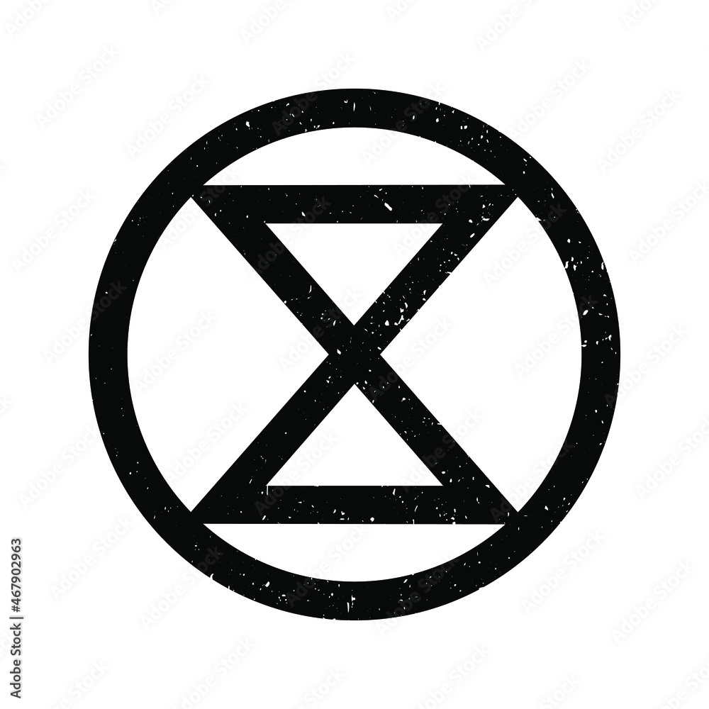 Vector grunge illustration of environmental activists extinction symbol ...