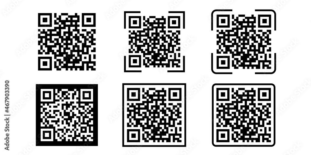 QR code icon set.Scan QR code.QR code frames scan me for mobile ...