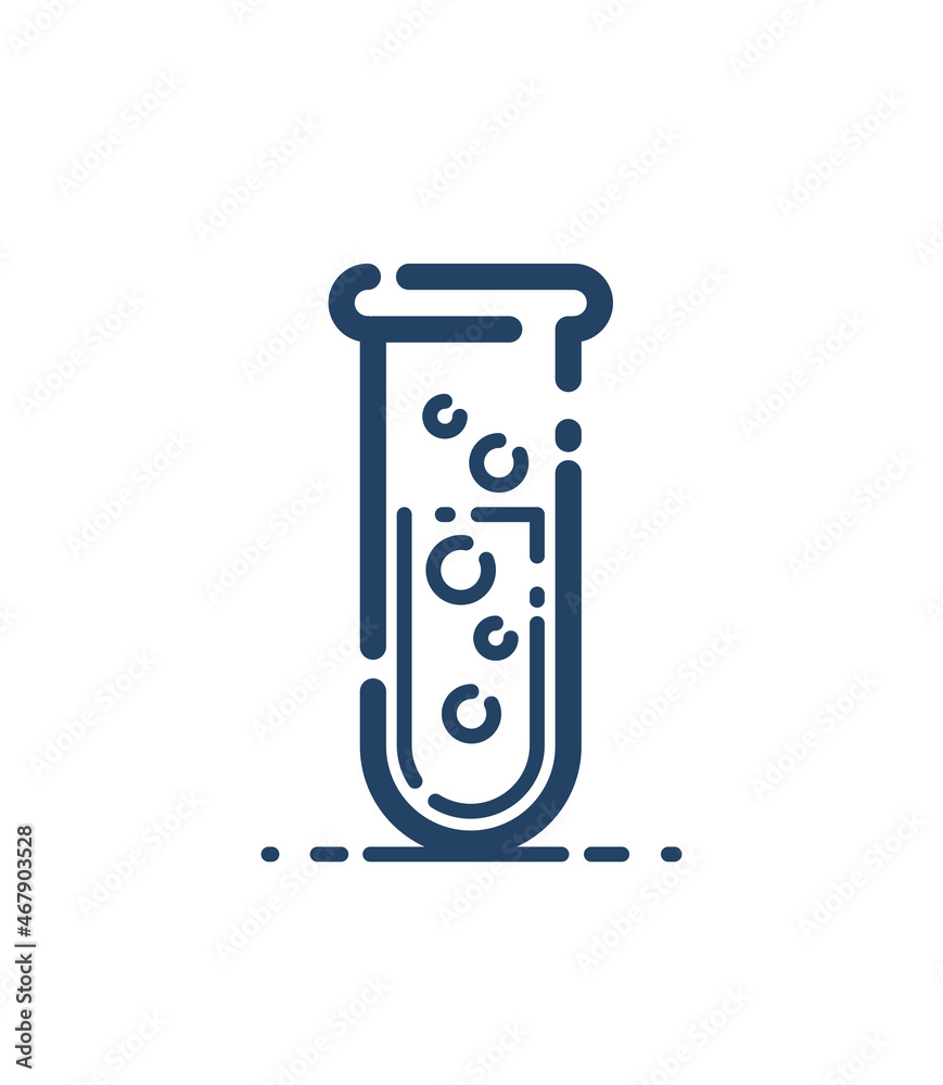 Test tube vector simple linear icon, science chemistry and medicine ...