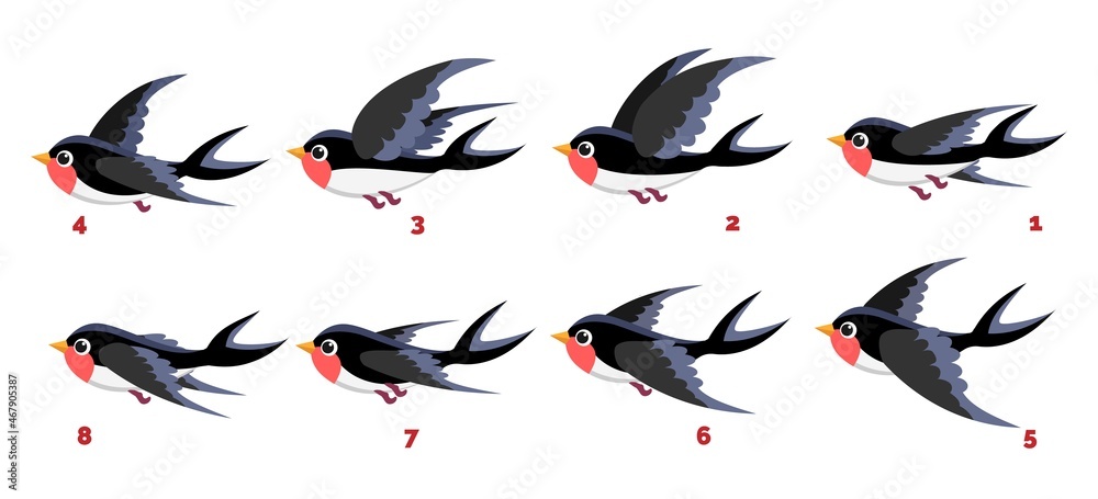 Cute animated bird Stock Vector | Adobe Stock