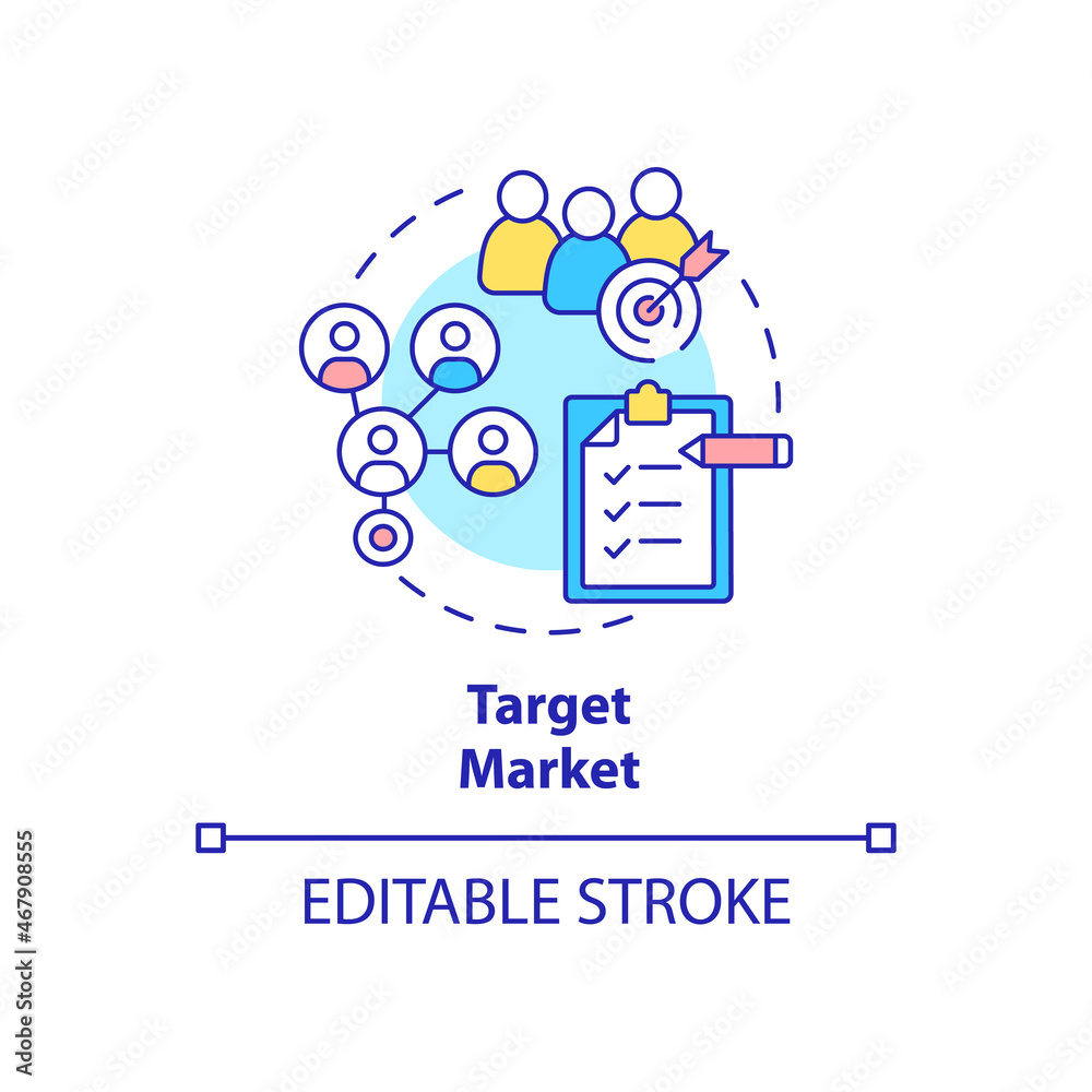 Target market concept icon. Identify segment of potential clients ...