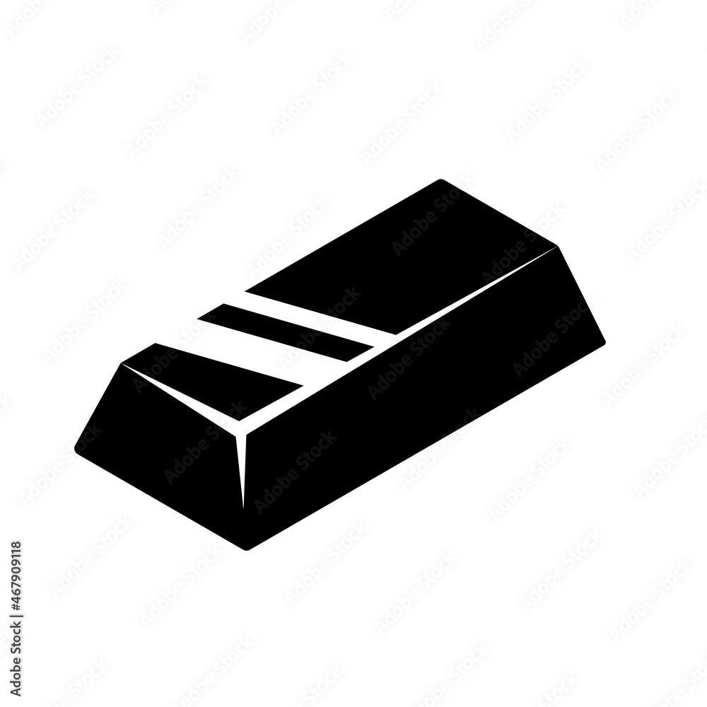 Gold bar silhouette icon. Clipart image isolated on white background ...