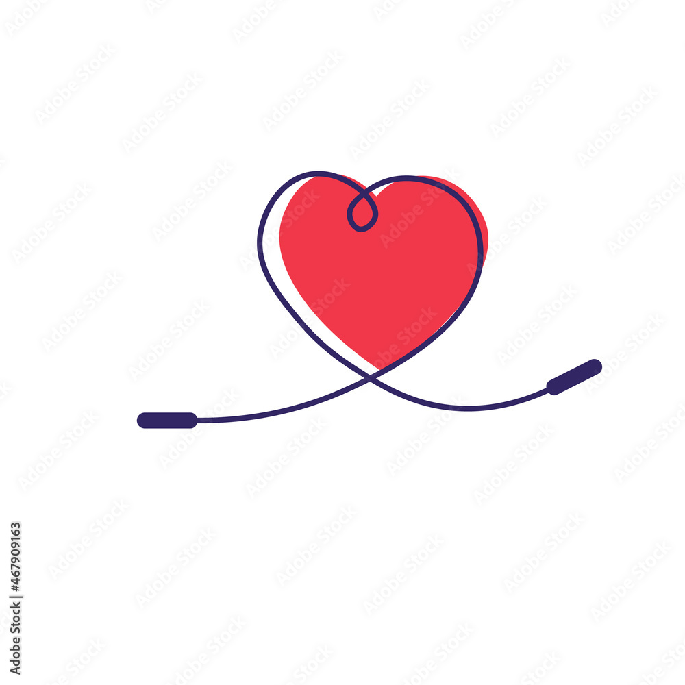 Jump rope heart shape icon. Clipart image isolated on white background ...