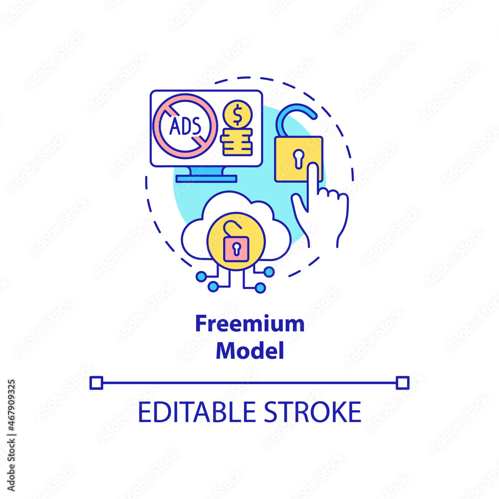 Vektorová grafika „Freemium model concept icon. Free access to platfrom ...
