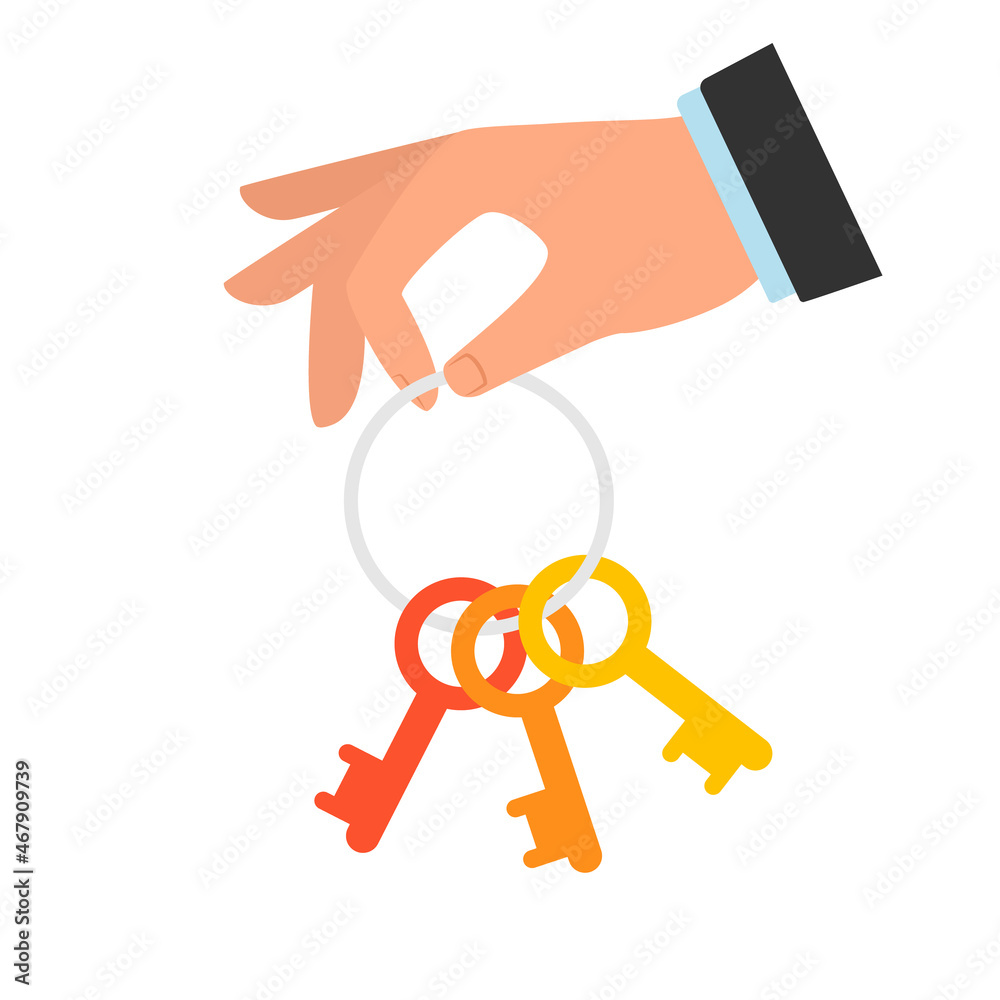 Hand holding bunch of three keys icon. Clipart image isolated on white ...