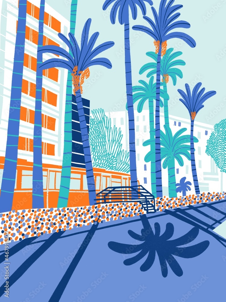 City buildings, facade, windows, transport, street and roofs. City ...