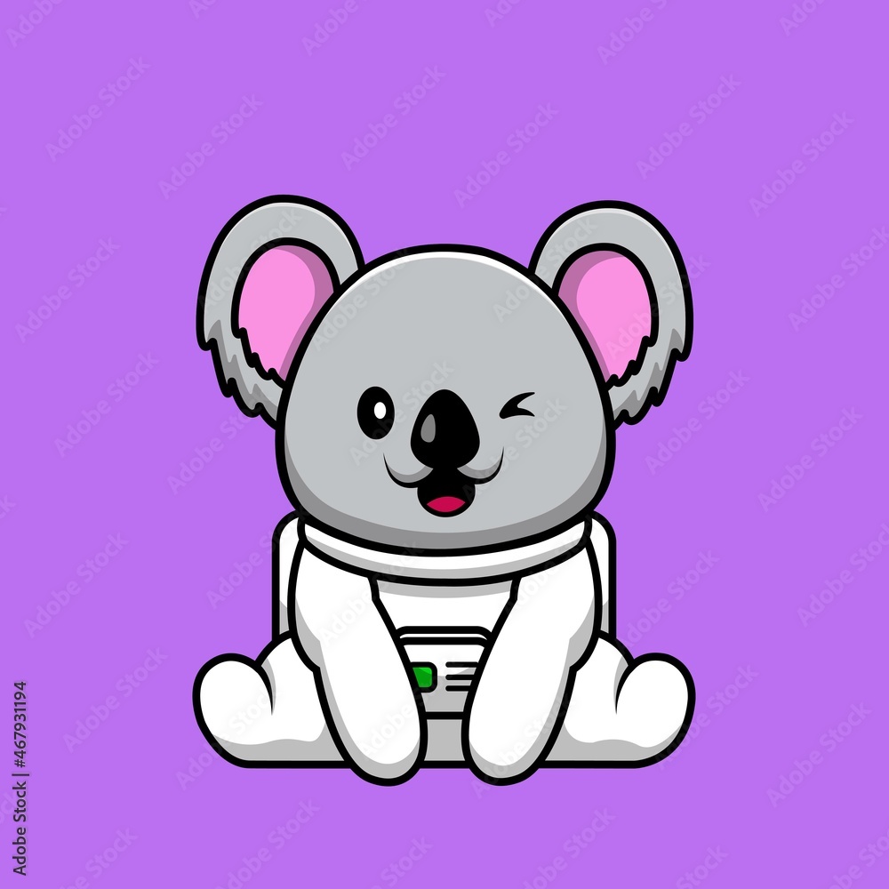 Cute Koala Astronaut Sitting Cartoon Vector Icon Illustration. Animal ...