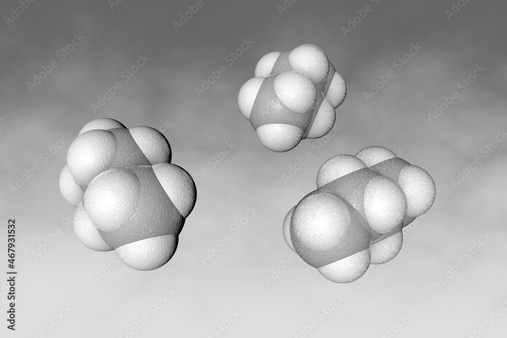 Stockillustratie Space-filling molecular model of butane or n-butane ...