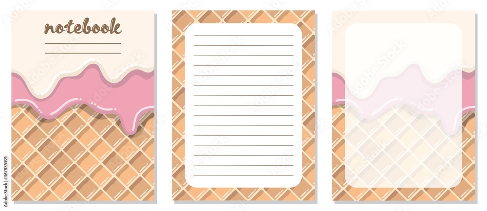 Trendy cover page and to do list with ice cream illustration. Template ...
