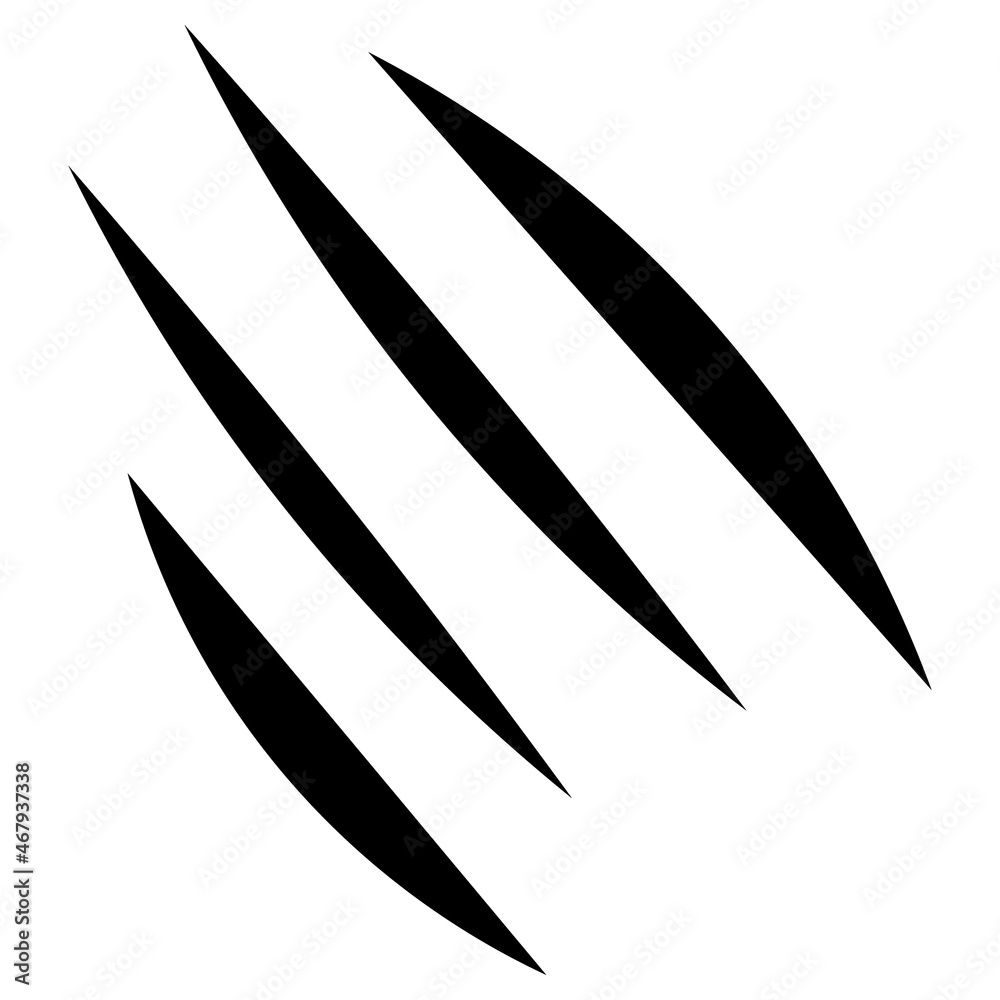 Scratch. Silhouette of claw marks. Vector illustration. Awful footprint ...