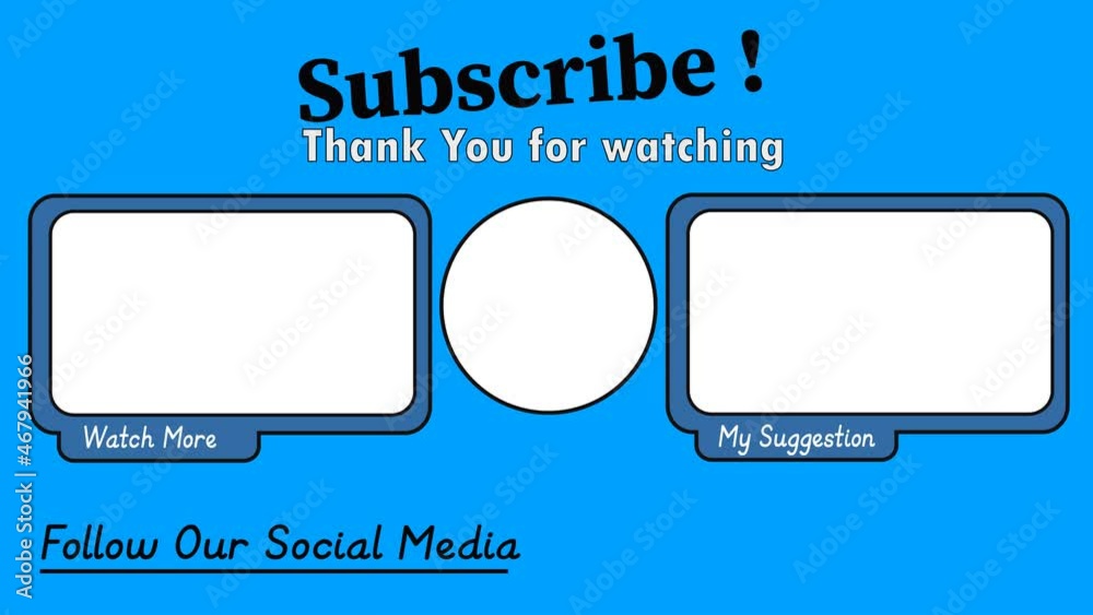 Youtube End Screen with blue design and blue lines. Social Media Design ...