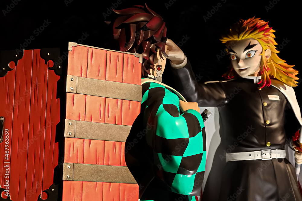 Osaka,Japan - Nov 5,2021 : Statue of Kyojuro Rengoku and Tanjiro Kamado ...