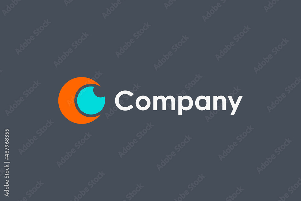 Simple Eye Logo. Circle Shape with Blue Eyeball isolated on Dark ...