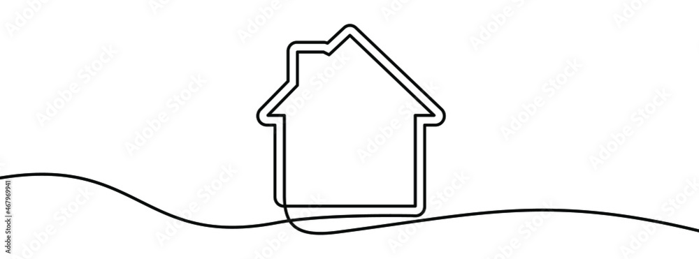 House one line background. One continuous line drawing of house icon ...