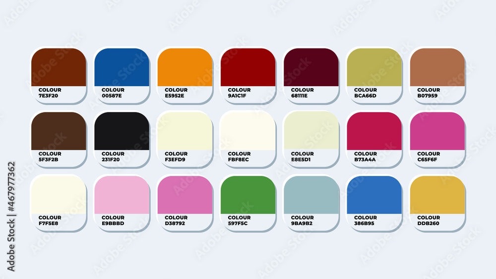 Pantone Colour Palette Catalog Samples textiles in RGB HEX. Neomorphism ...