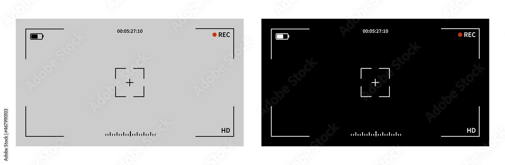Camera viewfinder set vector.Recorder cam display, viewfinder ui for ...