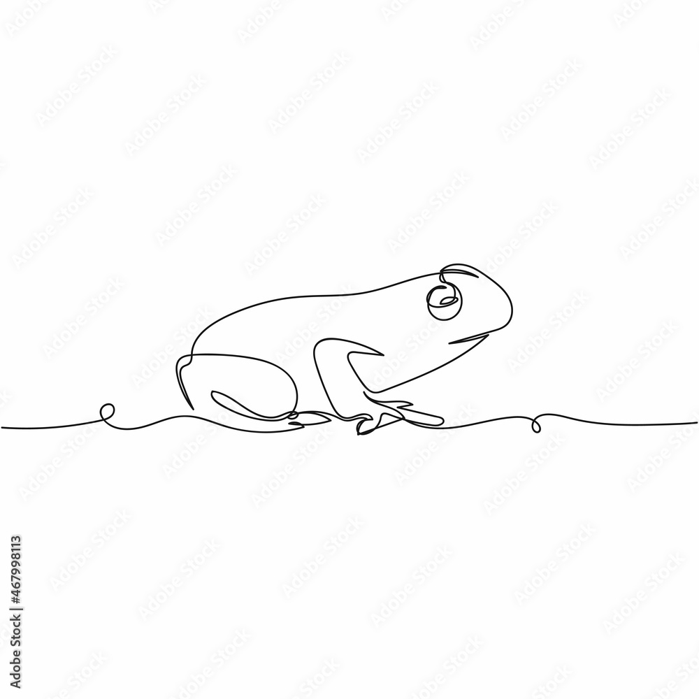 Vector continuous one single line drawing icon of frog in silhouette on ...