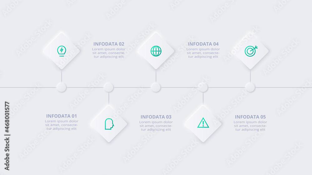 Neumorphic flow chart infographic. Creative concept for infographic ...