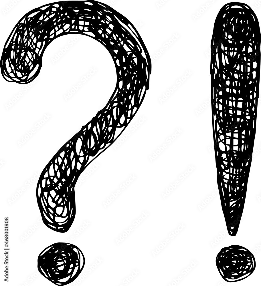 Hand drawn large question mark and exclamation mark. Vector ...
