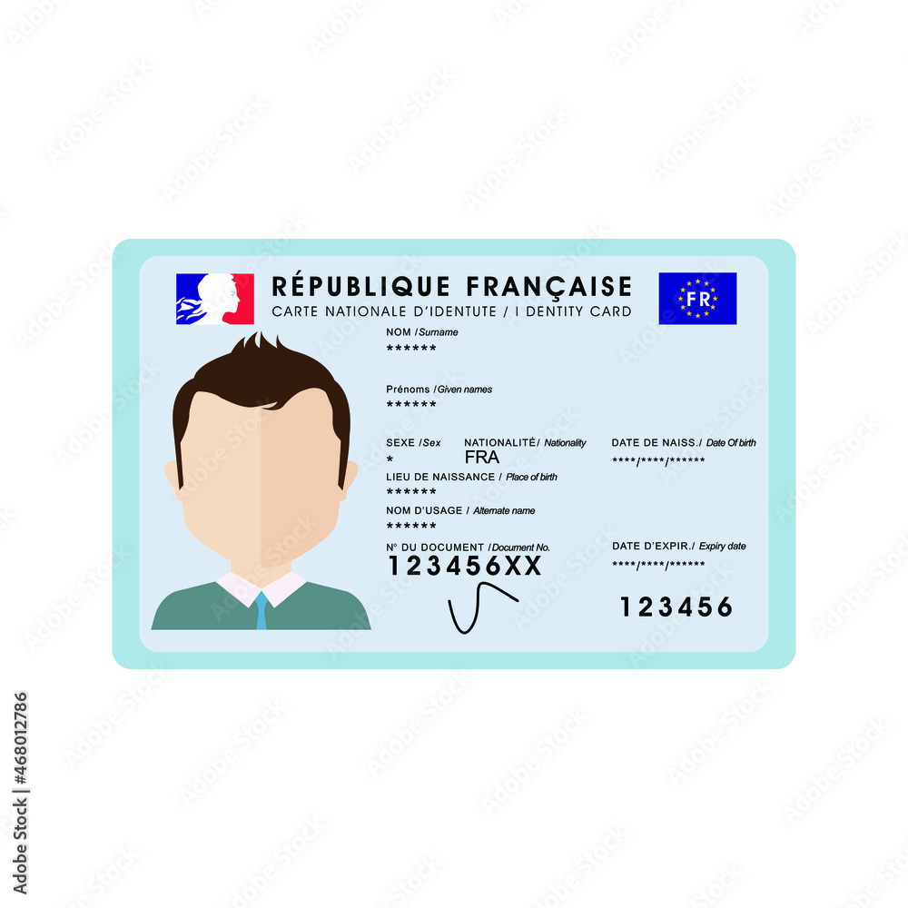 France (french) national identity card vector work white background ...